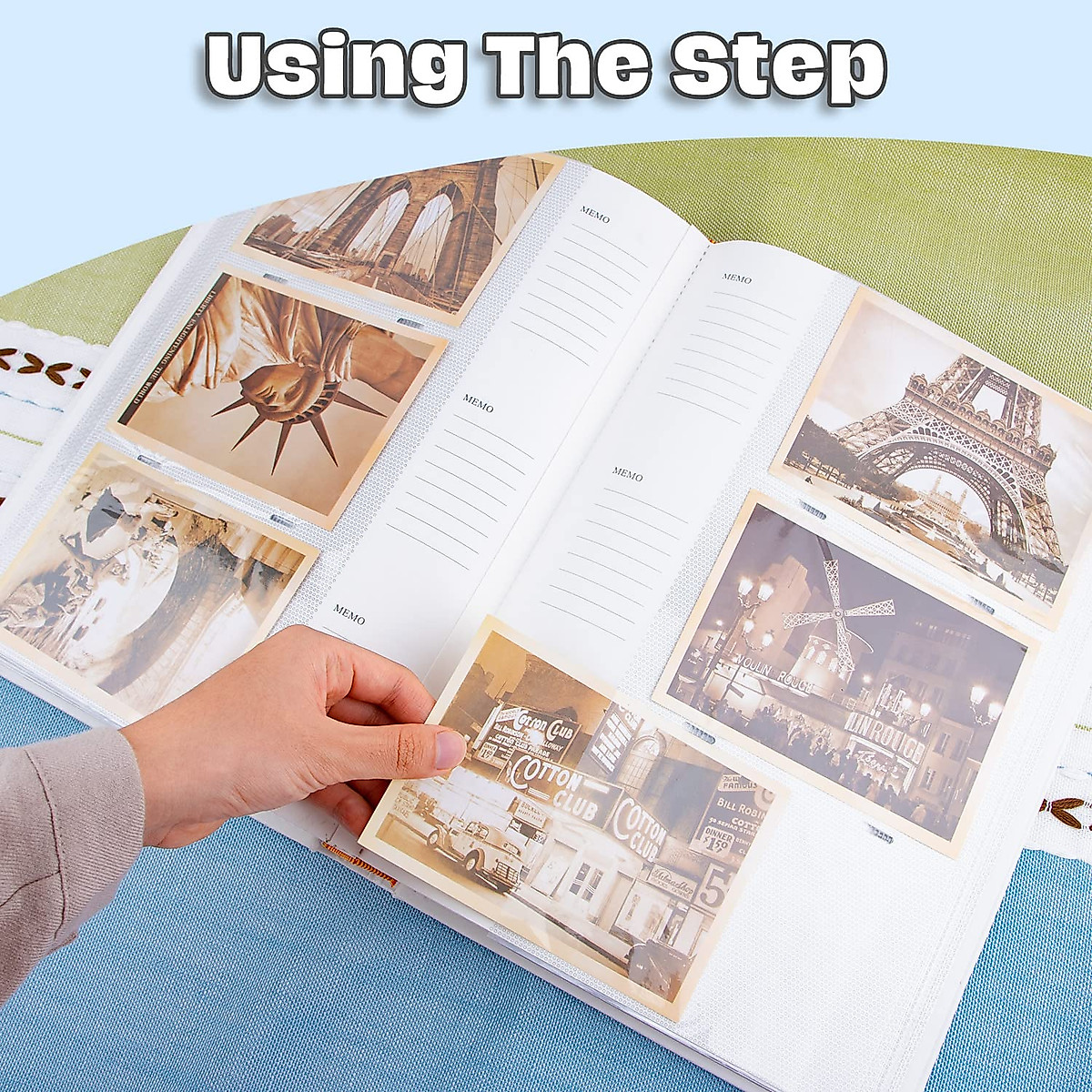 AUEAR, Photo Album Holds 4x6 300 Horizontal Pictures with Memo Space, Large Capacity Fabric Cover Photo Book for Graduation, Family Wedding Anniversary (Black)