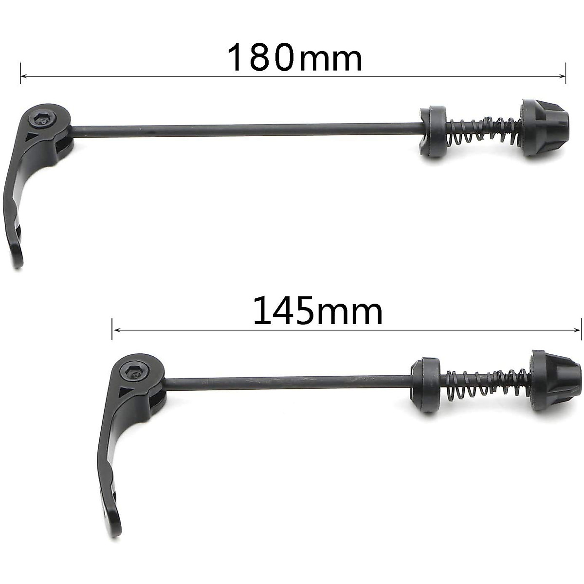 DEER U Road Mountain Bicycle MTB Wheel Hub Front and Rear Skewers Quick Release Clip Bolt Lever Axle QR 145/180 mm, a Pair (Black)