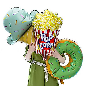26 x 17 inch Popcorn Party Balloons Movie Popcorn Balloon Foil Party Balloon mylar balloon Movie Night Themed Party Decoration Balloons,10 pcs