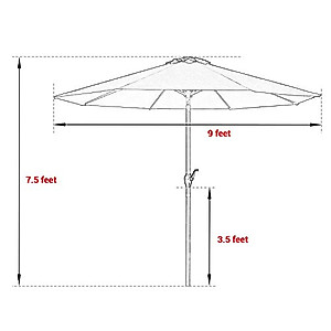 Devoko 9 FT Patio Umbrella Outdoor Table Market Umbrella with Easy Push Button Tilt for Garden, Deck, Backyard and Pool (Beige)