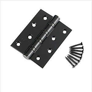 WANLIAN 4" Matte Black Ball Bearing Door Hinges,3 mm Thick Stainless Steel,Solid Square Corner Heavy-Duty for Exterior & Interior Doors, with Mounting Screws (2 Pack)