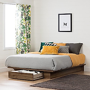 South Shore Holland Platform Bed (54/60''), Full/Queen, Natural Walnut