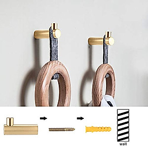 4 Pcs Brass Wall Hooks, Gold Coat Hooks for Wall, Towel Cloth Robe Hangers Hooks Wall Mounted, Brass L-Shaped Heavy Duty Bathroom Kitchen Living Rooms Hat Key Hooks