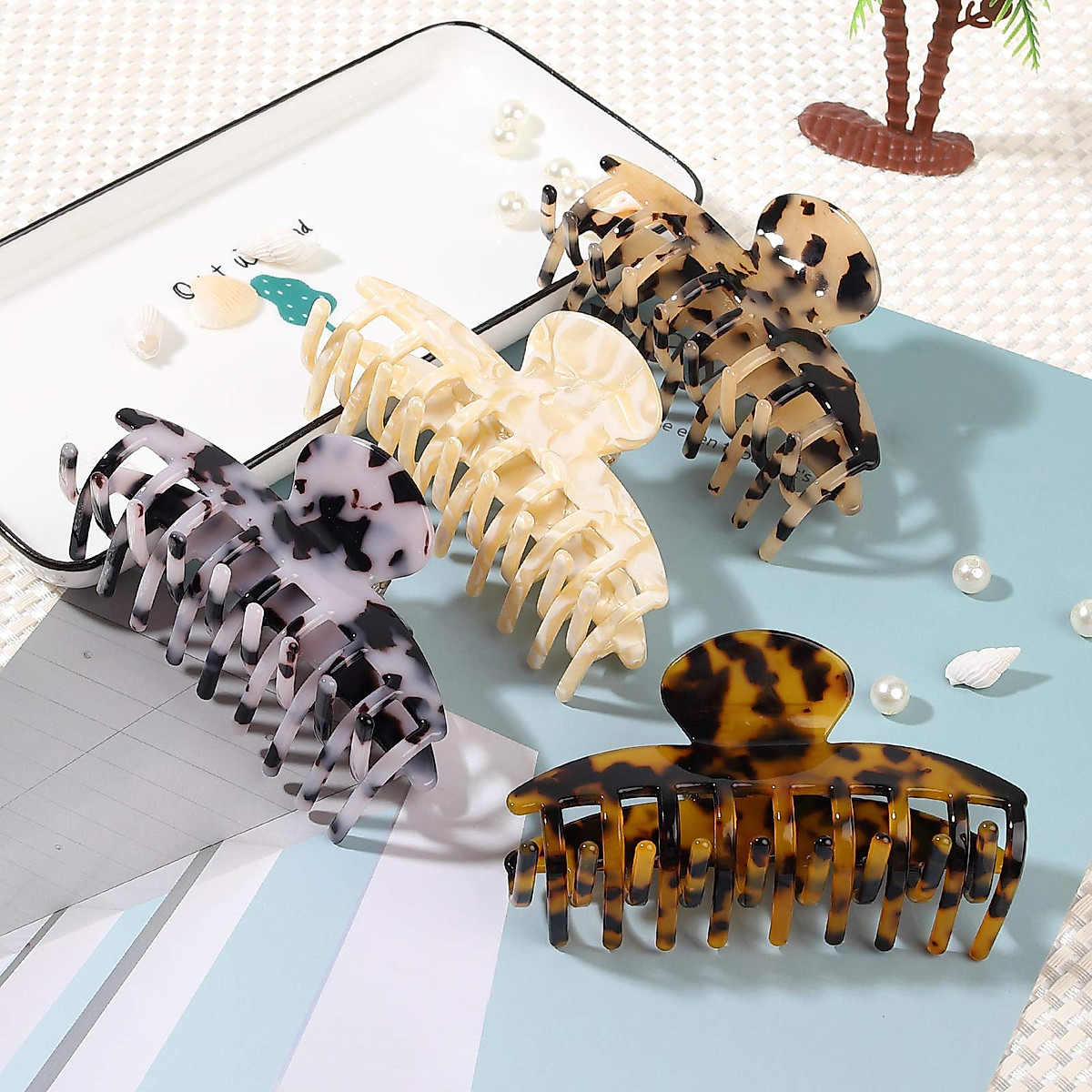 4 PCS 3.7 Inch Large Hair Claw Clips Strong Hold Hair Clips Non-slip Accessories for Thin Hair Thick Hair for Women Girls