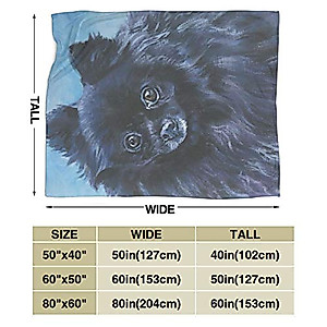 Yulimin Pomeranian Cute Dog Dad Black Charm Full Fleece Throw Cloak Wearable Blanket Nursery Bedroom Bedding Decor Decorations Queen King Size Flannel Fluffy Plush Soft Cozy Comforter Quilt