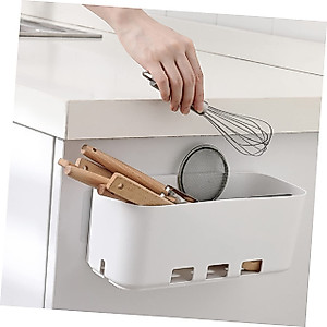 1 Set Shampoo Mount Office Simple Holder Cabinet Sliding Rectangular Container Bedroom Hanging Bookshelf Drawer Rack and Door Bathroom Tray Sundries Shelves Under White Pull