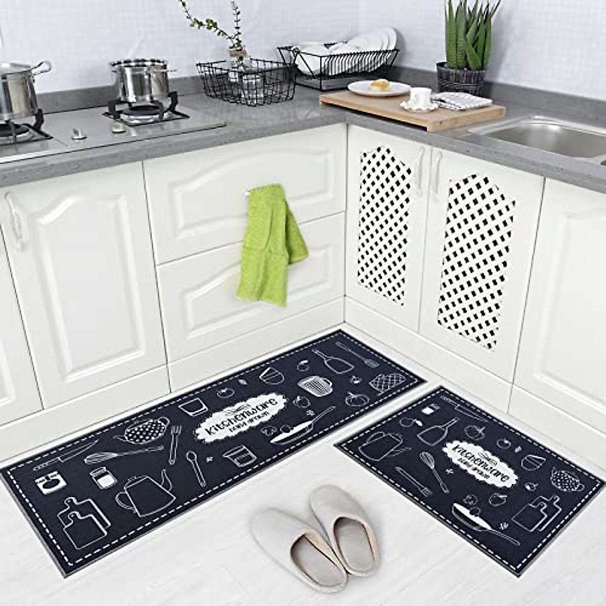 Carvapet 2 Piec Non-Slip Kitchen Rug TPR Non-Skid Backing Mat for Doorway Bathroom Runner Rug Set, he buyer opted out from receiving this message, for more details click here. Design (17"x48"+17"x24")