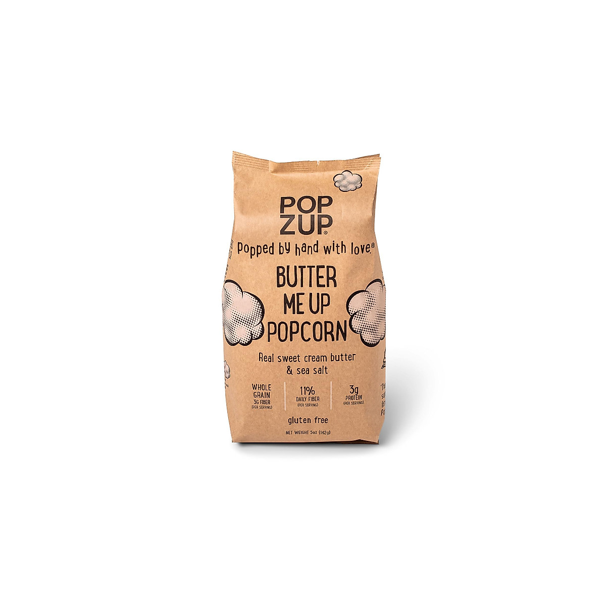 Popzup Popcorn - Popped & Seasoned by Hand with Pure and Simple Ingredients, Gluten Free and non-GMO (Butter Me Up)