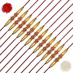 RAKHI MELA for Brother / bracelet Set of 12 Designer Raksha bandhan Rudraksha Indian Gift 409, multicolored, Free size (SID409)