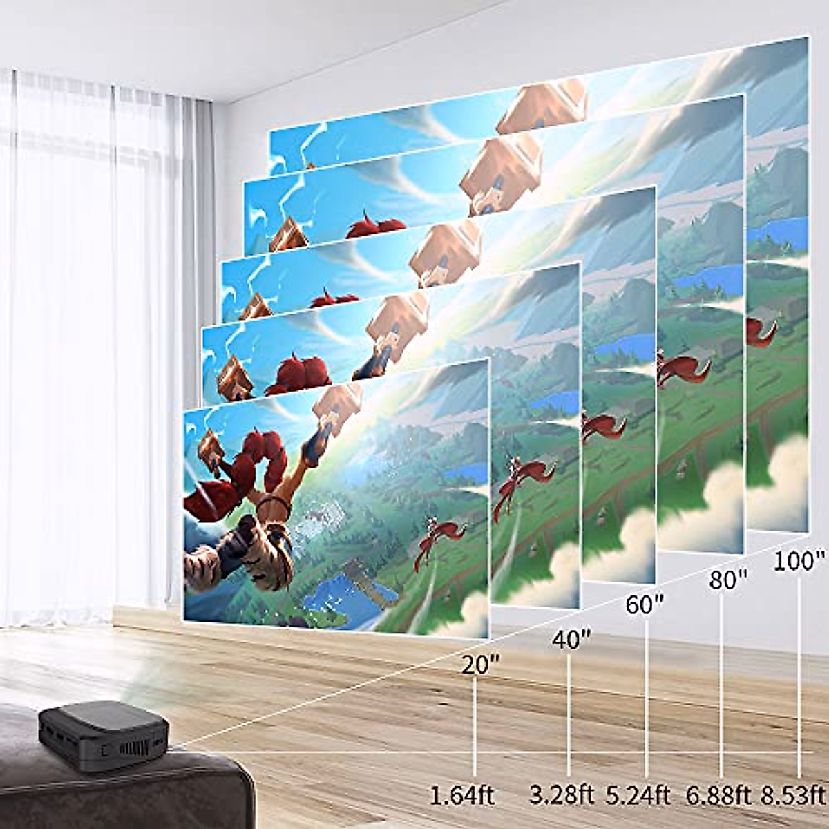 Pocket DLP Mini Projector 3D WiFi Full HD 1080P Supported Outdoor Movie Cinema Wireless Airplay Home Theater with Battery Powered for iPhone Android TV Stick DVD Player Laptop Tablet PS5 HDMI USB