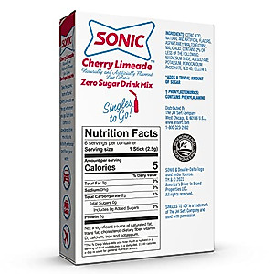 Sonic Singles to Go Powdered Drink Mix, Cherry Limeade, 6 Sticks per Box, 3 Boxes included (18 Sticks Total)