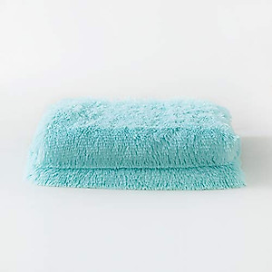 Reafort Luxury Long Hair Shaggy PV Fur Faux Fur Oversized Throw Blanket (60"X70" Throw, Aqua)