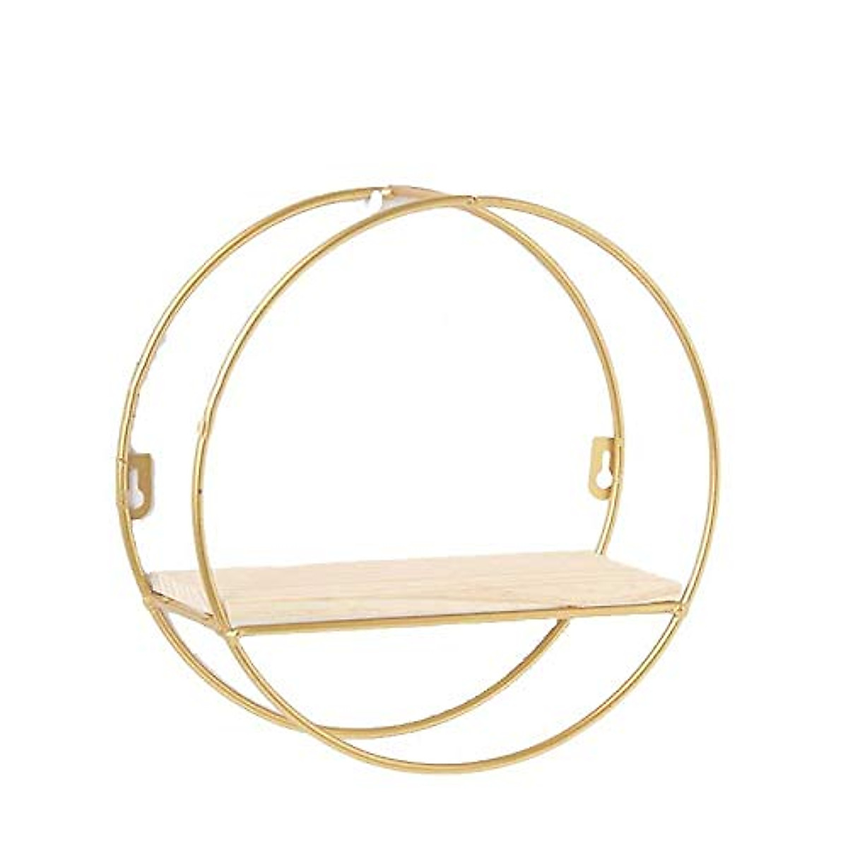 Hacoly Wall Mounted Round Gold Floating Shelves Storage Shelves for Wall Bedroom Living Room Bathroom Kitchen and Office, 25x9cm