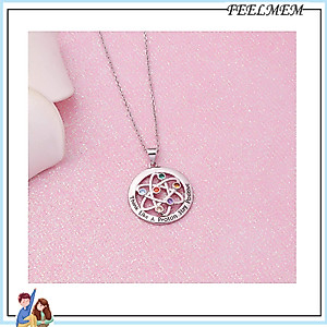 FEELMEM Atomic Science Necklace Chemist Gift Atom Chemistry Science Symbol Necklace for Scientist Physicist Graduation Gift