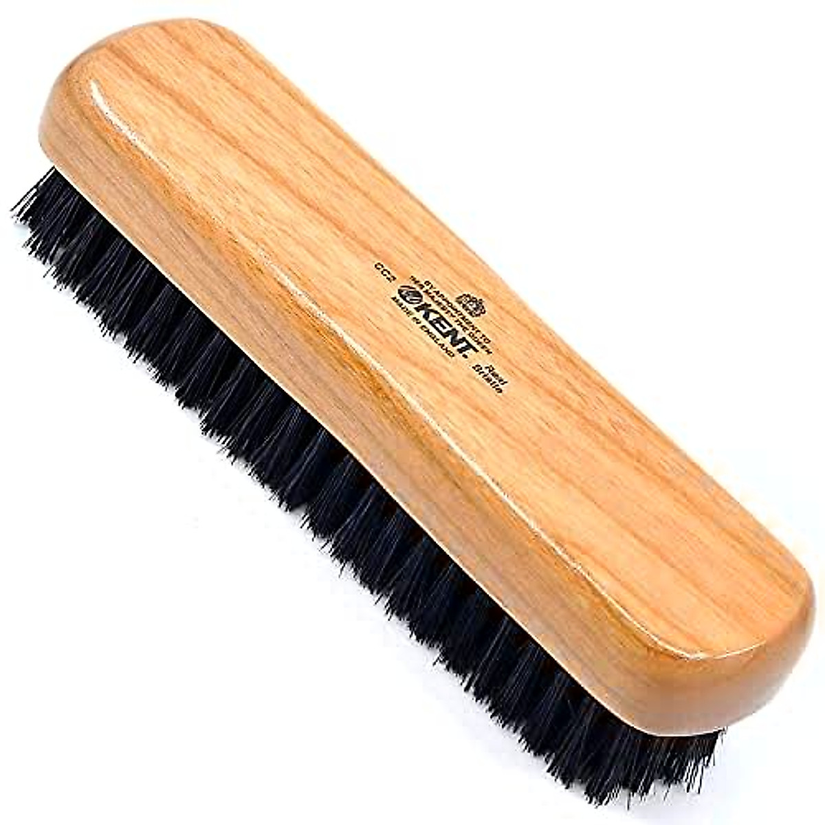 Kent CC2 Finest 100% Handcrafted Black Boar Bristle Cherrywood Clothes Brush and Travel Size Lint Remover for Cashmere, Wool, and Silk - Sweater Fuzz Remover, Suede Brush, and Lint Brush for Pet Hair