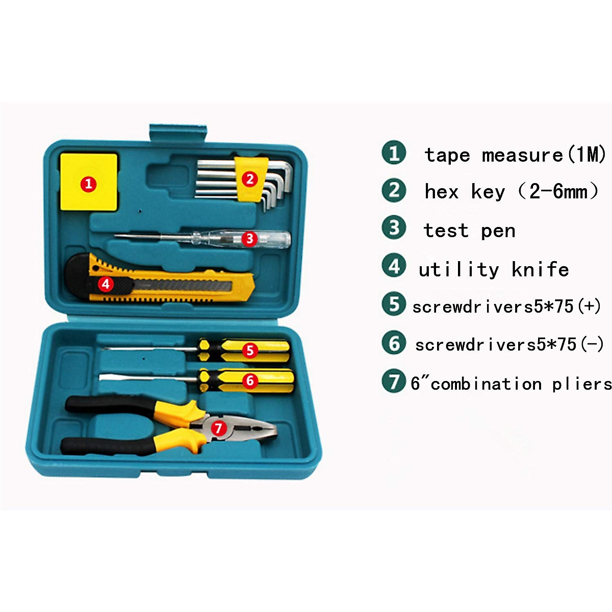 Shiratori 12-Piece Tool Set - General Household Hand Tool Kit with Plastic Toolbox Storage Case (Small)