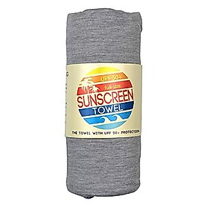 Luv Bug UPF Pool/Beach Towel, Sunscreen Towel, UV Protection, UPF 50+, Sand Free, Absorbent, & Quick Drying for Swimming, Beaches, Camping, & Travel (28.5" x 58.5", Grey)