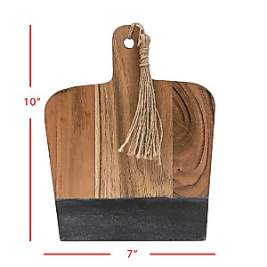 Foreside Home & Garden Small Black Wood, Marble & Jute Cutting Board