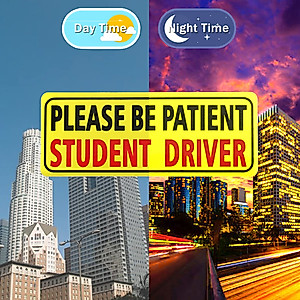 JUSTTOP 3pcs Magnet for Car, Please Be Patient Student Driver, New Drivers Sticker Safety Warning, Magnetic Reflective Rookie Driver Bumper Sticker (Black&Red)