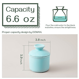 DOWAN Butter Crock for Counter, French Butter Dish for Spreadable Soft Butter, Butter Keeper with Water Line, No More Cold & Hard Butter, Housewarming Gift Wife Mom Friends, Turquoise