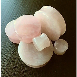 Lobal Domination PAIR of Rose Quartz Organic Stone Plugs Gauges - up to 38mm available! (1&3/8" (35mm))