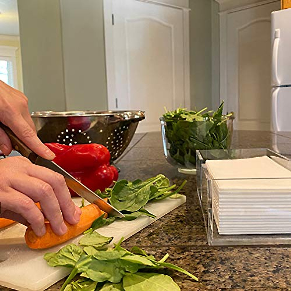 Sicily Guest Hand Towel Holder (5mm Acrylic) Multifold Paper Towel Dispenser (9.87”W x 4.75”D x 2.75”H) Hand Towel Napkin Holder for Bathroom and Kitchen Countertop - Bathroom Napkin Holder