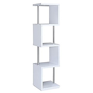 Coaster Home Furnishings Baxter 4-Shelf Bookcase White Chrome