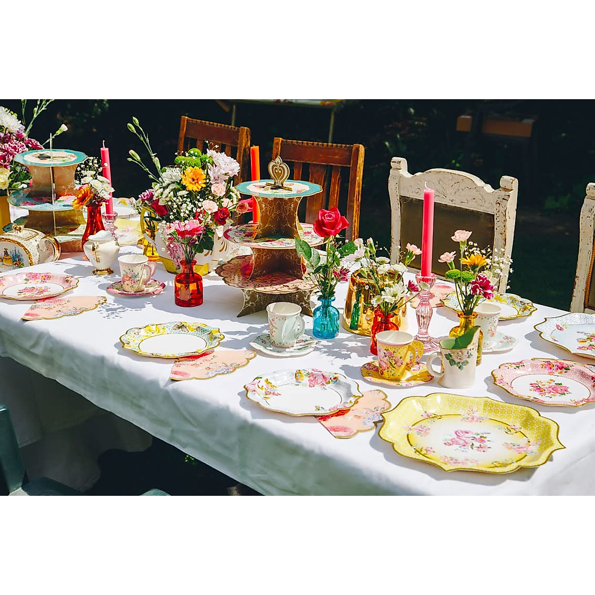 Talking TablesVintage Floral Paper Plates Pack of 24 - Pink, Blue, Yellow, Scalloped Edge, Truly Scrumptious, Disposable Tableware For Birthday, Garden Party, Afternoon Teas, Baby Shower, Wedding