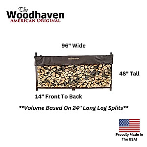 Woodhaven 8 Foot Brown - Large Firewood Log Rack With Optional Cover - Made In USA - Outdoor Use Lifetime Structural Warranty - Texture Powder Coat Finish - Made With Heavy Duty Steel (Cover)