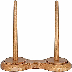 BarvA Double Wood Yarn Holder Advanced Metal Twirling Mechanism Lazy Susan Big Stand Ball Spindle Sewing Crocheting Tool Wool Cord Organizer Ribbon Storage Knitting Embroidery Thread Crochet Accessory