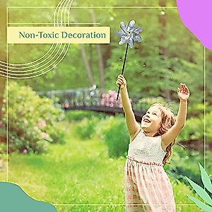 BIRD BLINDER Premium Repellent PinWheels – Sparkly Holographic Pin Wheel Spinners Scare Off Birds and Pests (Set of 8) - Easy Assembling Bird Repellent Devices Outdoor - Humanely Keep Birds Away