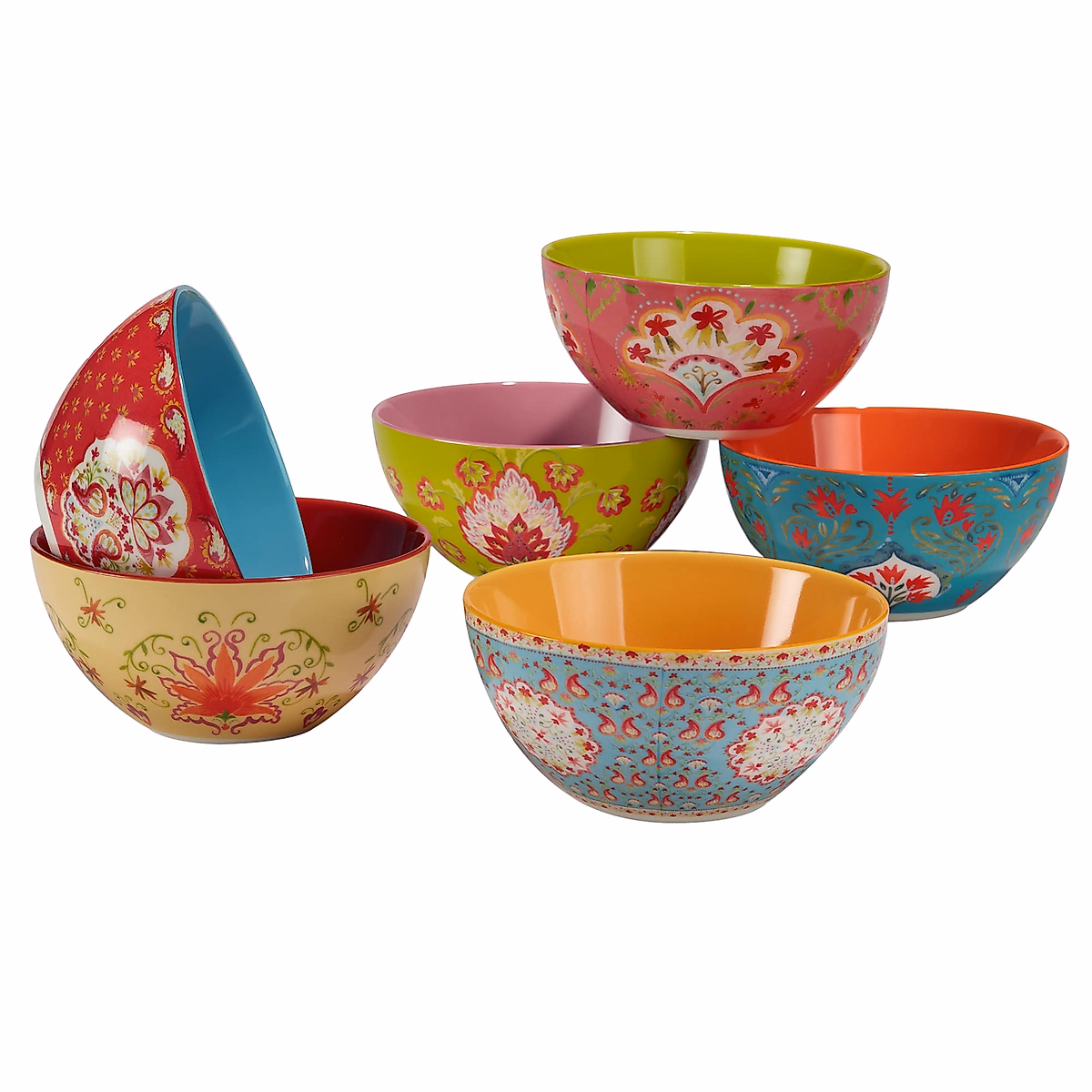 Certified International Francesca All Purpose 26 oz. Bowls, Set of 6 Assorted Designs