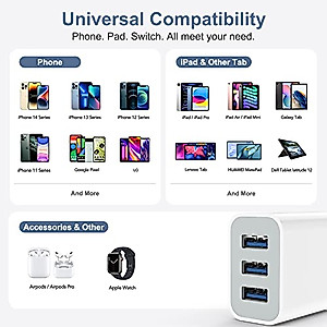 USB Plug, 2Pack 15W 3-Port USB Wall Charger Amoner 2023 Upgraded USB Charger Block iPhone Cube Adapter for iPhone 14 13 12 11 X SE XS 8 Galaxy S22 S21 S20 Android