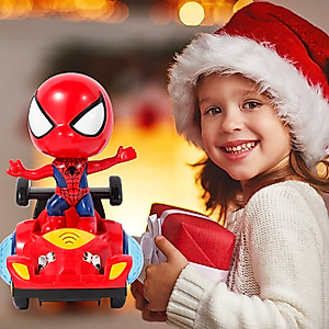 Intelligent Walking Singing Dancing Toy Car 360 Degree Rotation Superhero Robot Fun LED Flash with Music 2 3 4 5 6 7 8 Year Old Toddler Boys Girls Interactive Educational Gift with Birthday Gift