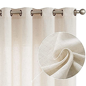 jinchan Linen Beige Curtain 100 Inch Extra Wide for Patio Sliding Glass Door Farmhouse Grommet Top Light Filtering Window Drape for Bedroom Divider 100x84 Crude 1 Panel