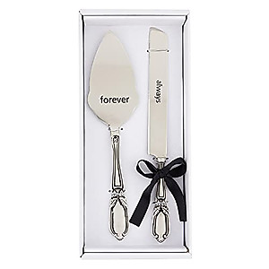 Santa Barbara Design Studio Wedding Stainless Steel Cake Server and Knife Gift Set, 2-Piece, Forever & Always