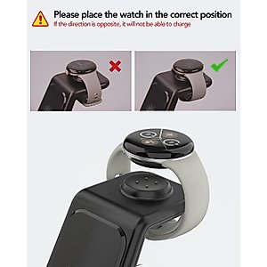 Upgraded 3 in 1 Wireless Charger Compatible with Google Pixel Watch 3/2, Pixel 9 Pro XL/9/8/7/7A/6 Pro, Pixel Buds Pro/2, Wireless Charging Station for Multiple Devices (Not for Pixel Watch 1)