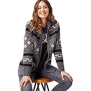 Pendleton Women's Long Westerley Cardigan, Grey/Black, XL