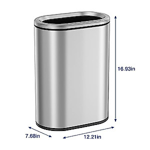 BETHEBEST 15 Liter/4 Gallon Brushed Trash Can with Wastebasket,Stainless Steel Trash Can for Bathroom,Bedroom,Office,Open-Top Garbage Can with 120Count Trash Bags