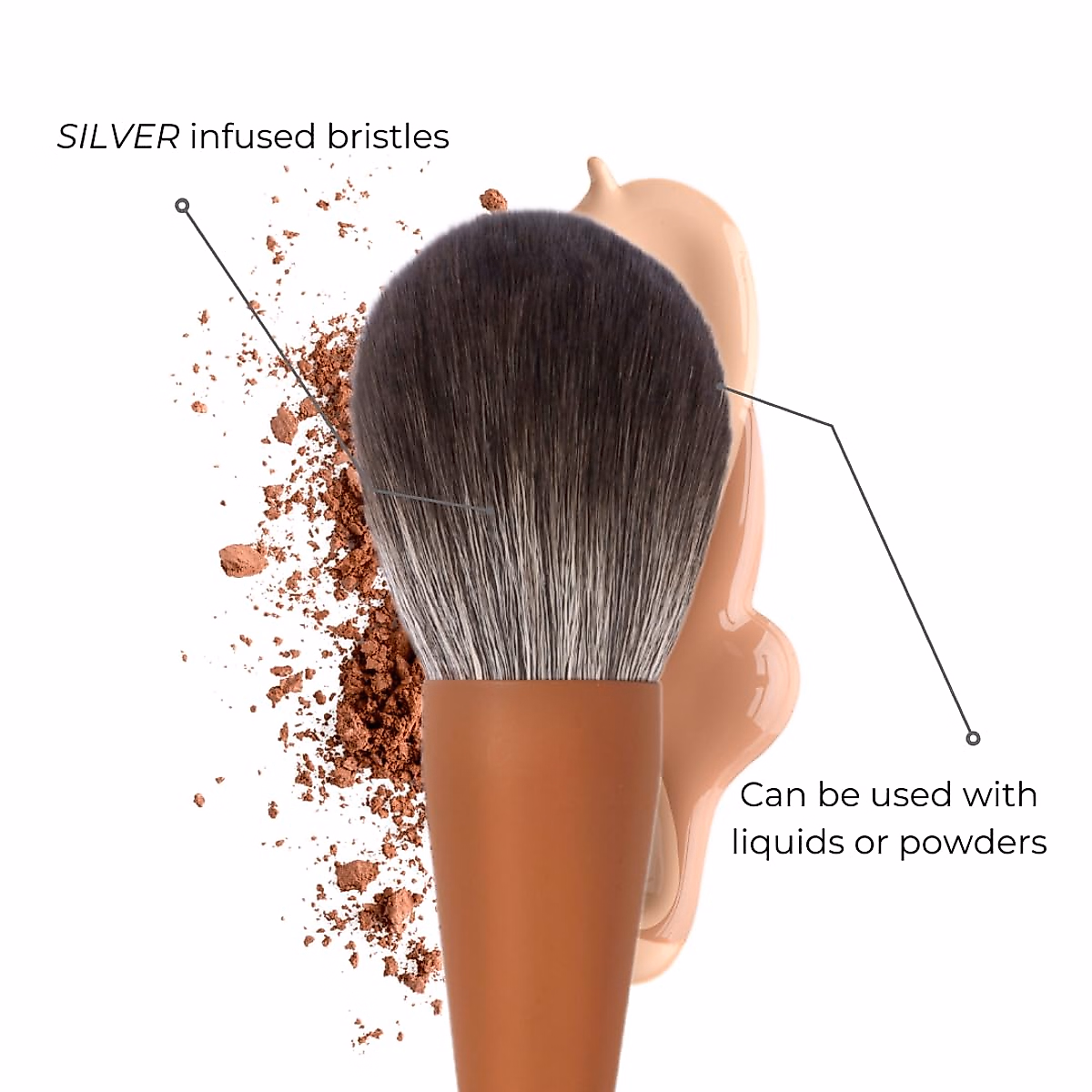 Makeup Brush Set- brush bubble full set makeup brushes for liquid foundation, powders, creams and shadows. 11 Piece Vegan, Silver-infused, soft luxury