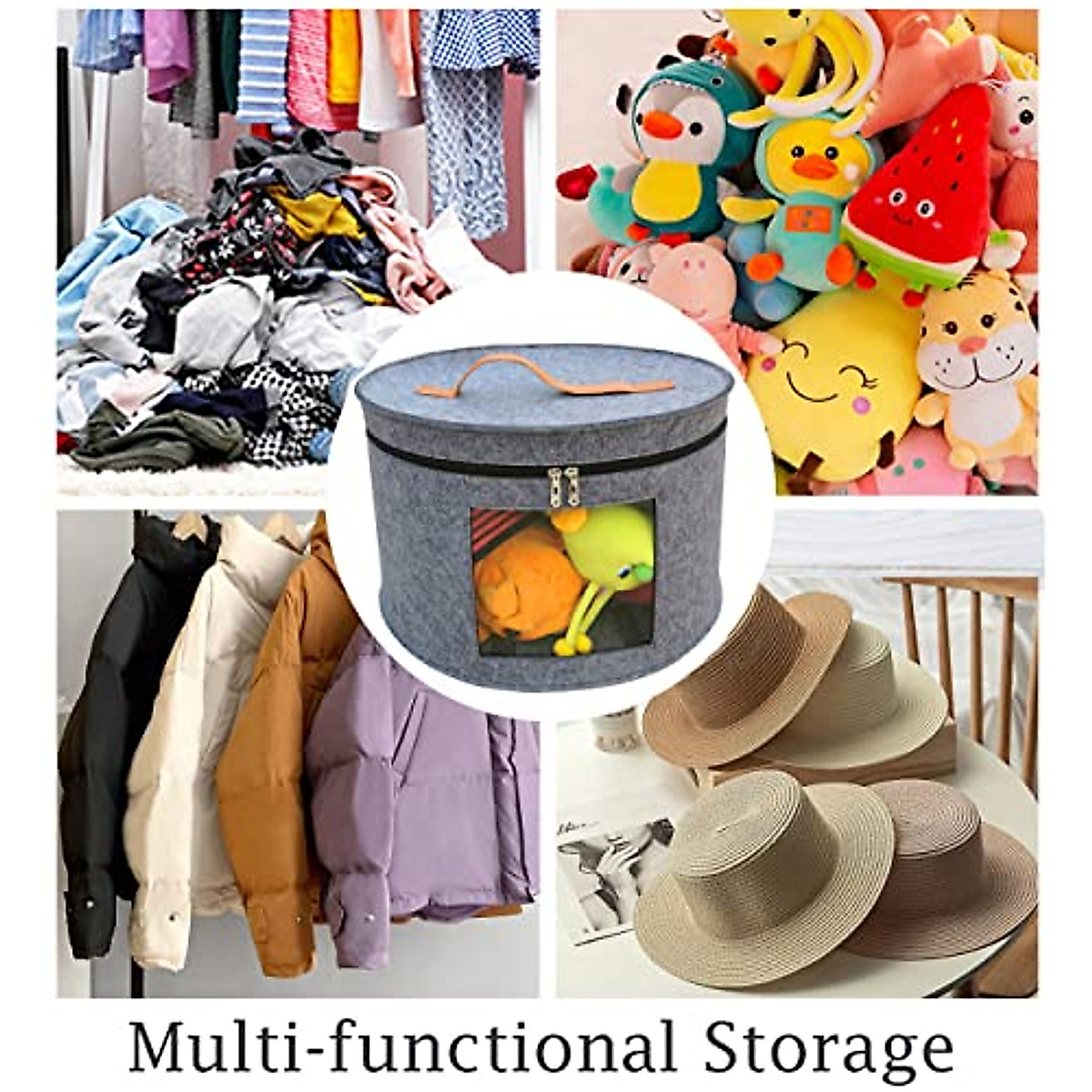 Aeeteek 1 Pack Hanging Organizer and Hat Box For Women Storage Portable Travel Hat Case