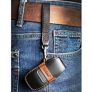 ontto 6-button Key Fob Cover for Volvo Premium Leather Key Protector Black