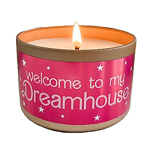Moonlight Makers, Welcome To My Dreamhouse, Vanilla Breeze Scented Handmade Candle, Natural Soy Wax Candle, 25+ Hour Burn Time, 8oz Tin