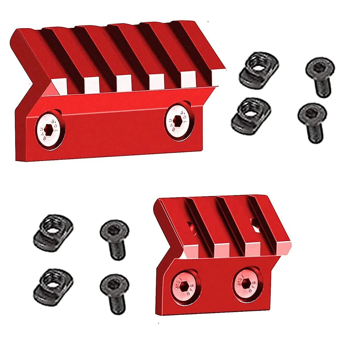 GOTICAL-Combo of 4-45 Degree Offset Mount, 5 Slot, 3 Slot Rail with Quick Detach QD S l i n g S w i v e l Mount Kit-Push Button in Durable Material in red (3, 5 Slots, & Attachment & Red Mounts .)