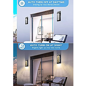 Dusk to Dawn Outdoor Wall Lights Fixture Exterior Porch Lights LED Wall Sconce with Crystal Glass, Waterproof Outdoor Lights for House with Photocell Sensor 12W, 3000K for Garage, Patio(2 Pack)