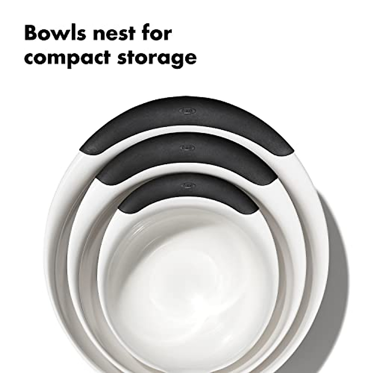 OXO Good Grips 3- Piece Plastic Mixing Bowl Set, 2500 ml,White/Black