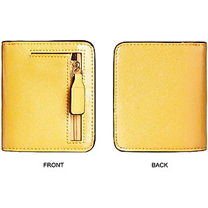 Gostwo Small Wallet for Women, Bifold Card Holder Rfid Wallet Women Genuine Leather with ID Window(Coated Yellow)