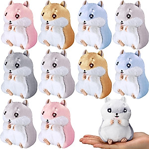 Chivao 10 Pcs Hamster Plush Stuffed Animal, Hamsters Plush Toys Hamster Toy Gift Keychain for Kids Birthday Party(Cute Colors)