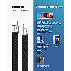 LamToon 40Gbps USB4 Compatible with Thunderbolt 4 Cable, 100W Charging,40Gbps Data Sync, Short USB C Cable Supports 8K Display, Compatible with Thunderbolt 3 and USB C 3.1 for External SSD,Hub,Docking