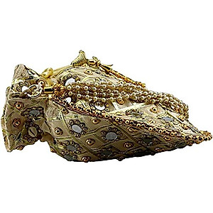 Lookingfab Presents Designer Rajasthani Style Silk Potli Velvet with Bridal Purse with Gota Patti Pottly Purse Women handbag Handicrafts Handmade Decorative Pure Silk Jaipuri Resham Potlis